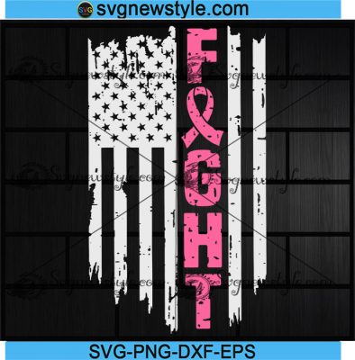 Pink Ribbon USA Flag Svg, Fight Flag Svg, Png, Dxf, Eps Cricut File