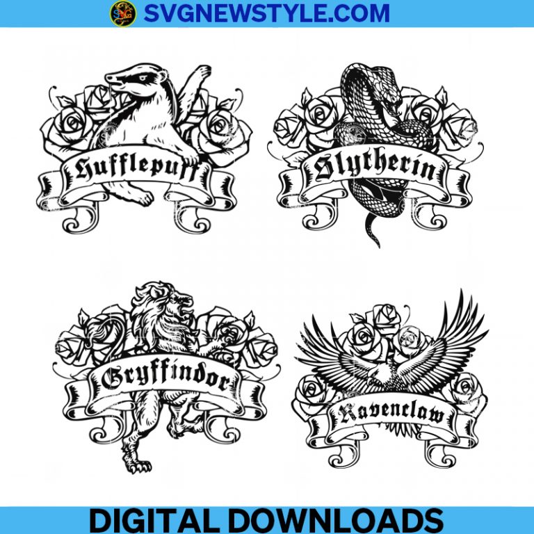 Wizard Bundle Svg, Wizarding Houses Svg, Png, Dxf, Eps, Files For Cricut