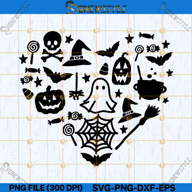 Halloween Heart SVG PNG, Creepy Halloween Heart Illustration, Ghost Svg