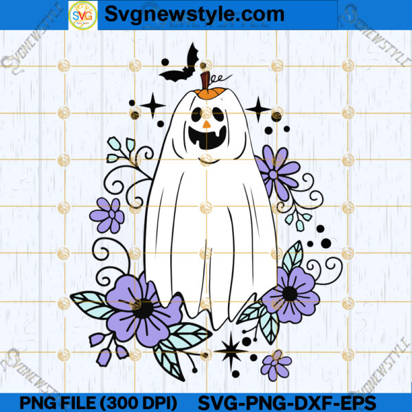Floral Ghost SVG File, Ghost In Flower Garden SVG, PNG, DXF, EPS
