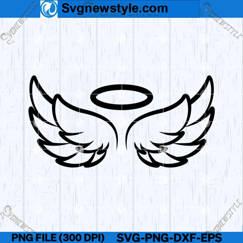 Angelic Wings And Halo SVG, Angel Wings SVG, PNG, DXF, EPS, Cricut File