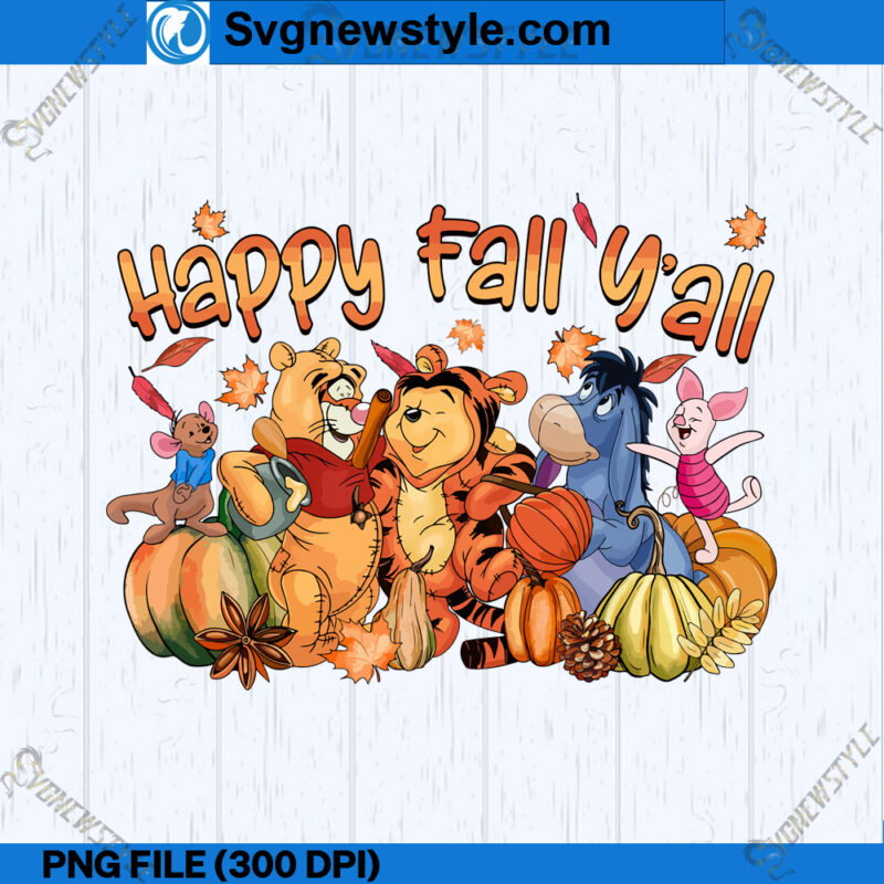 Winnie The Pooh Png, Happy Fall Y'all PNG, Designs Downloads