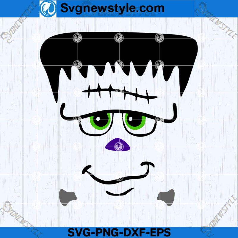 Halloween Frankenstein Face SVG Design, PNG, DXF, EPS, Cut File Svg