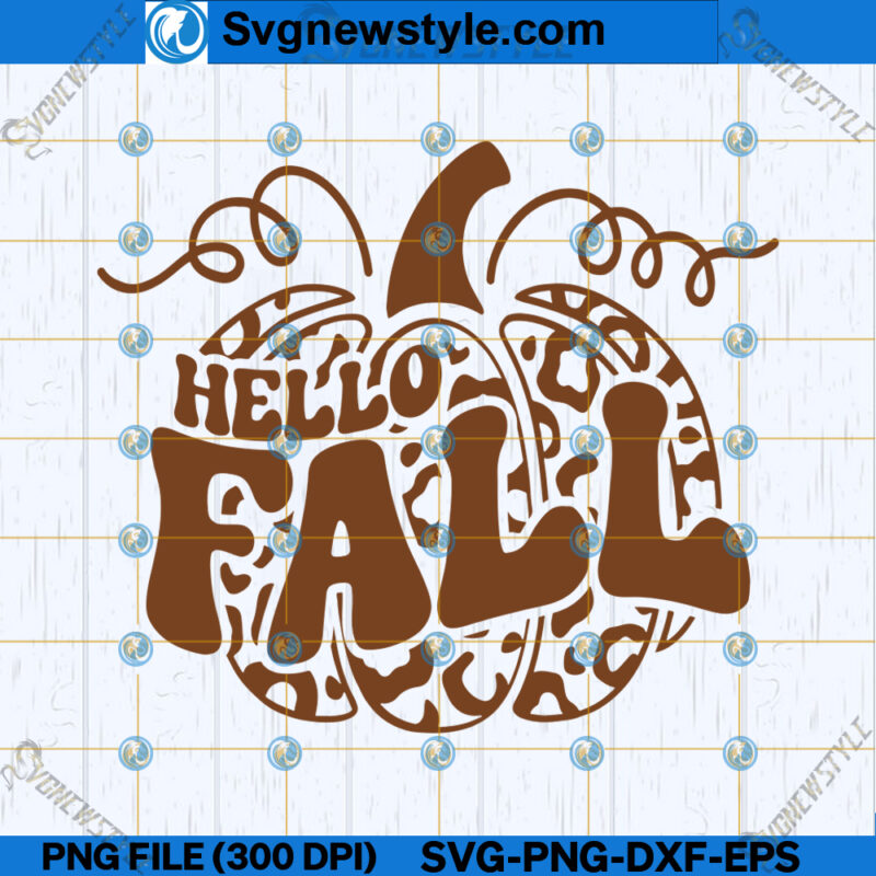 Hello Pumpkin SVG Design, Hello Fall SVG, PNG, DXF, EPS