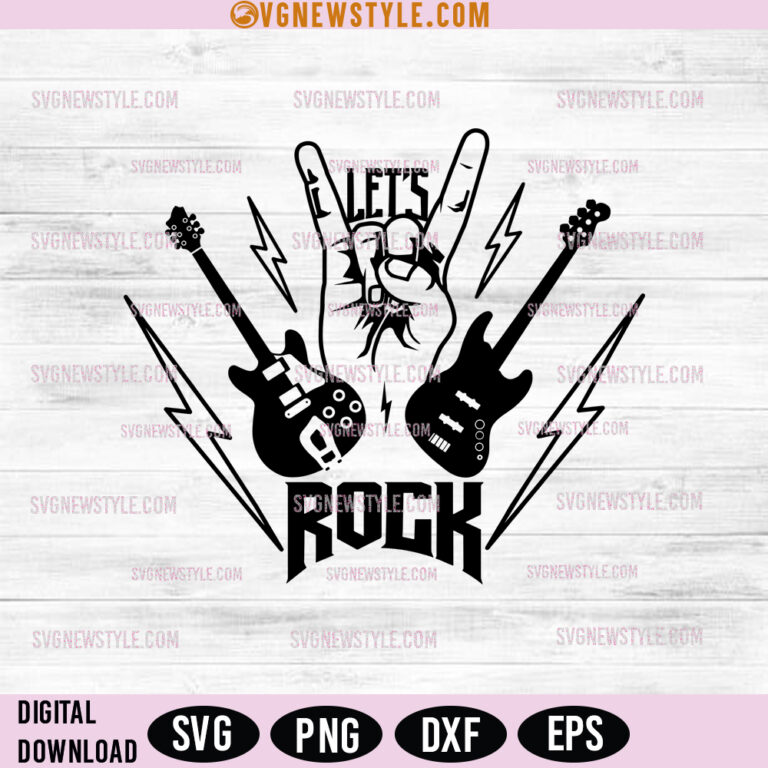 Let's Rock SVG, Png, Dxf, Rock Music Concert Design